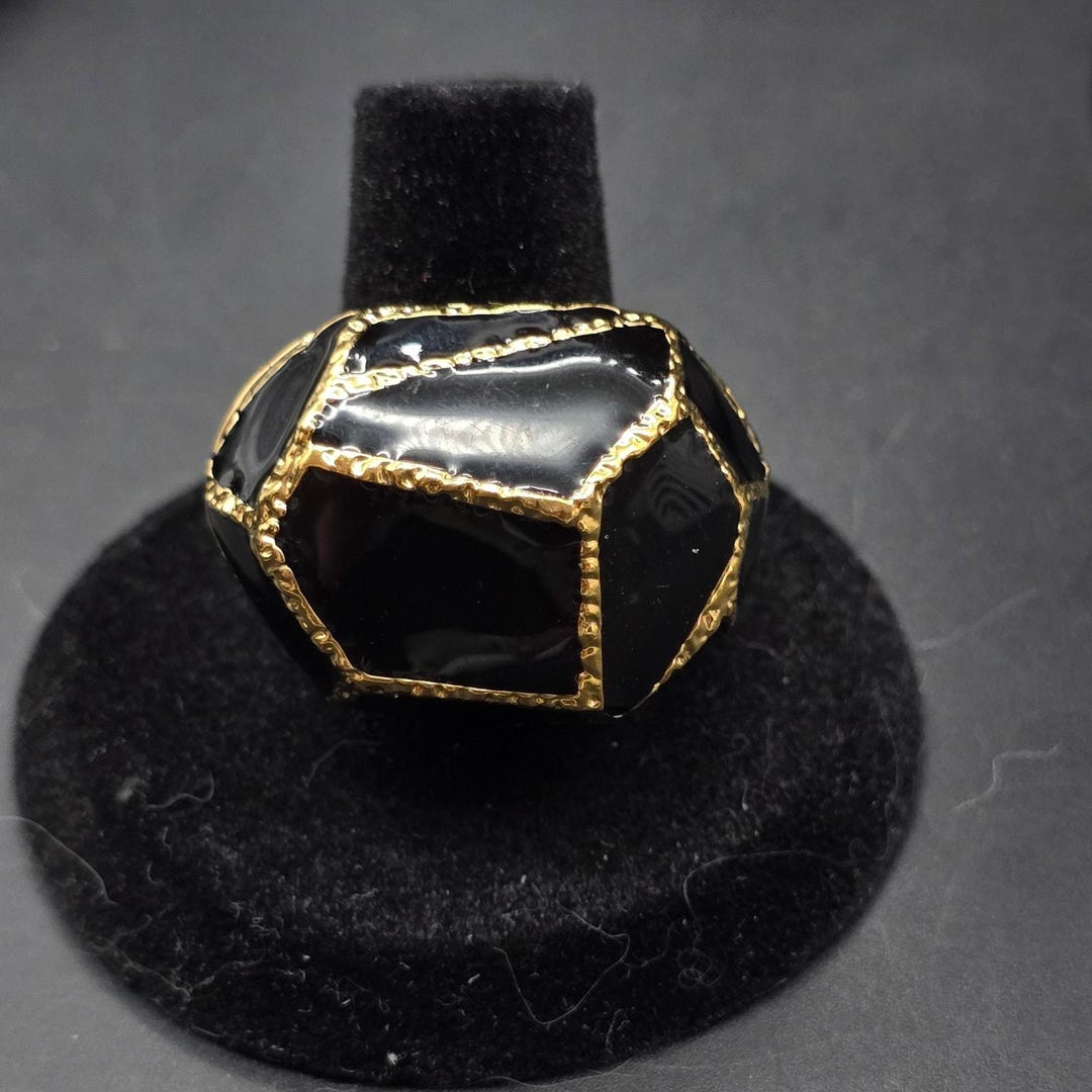Ciro Thailand Black Gold Tone Ring Size 7 - Etsy