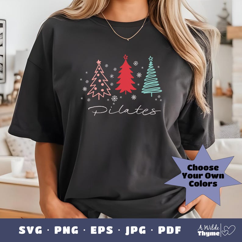 Pilates Christmas Trees Winter Svg Png Pilates Student Teacher ...