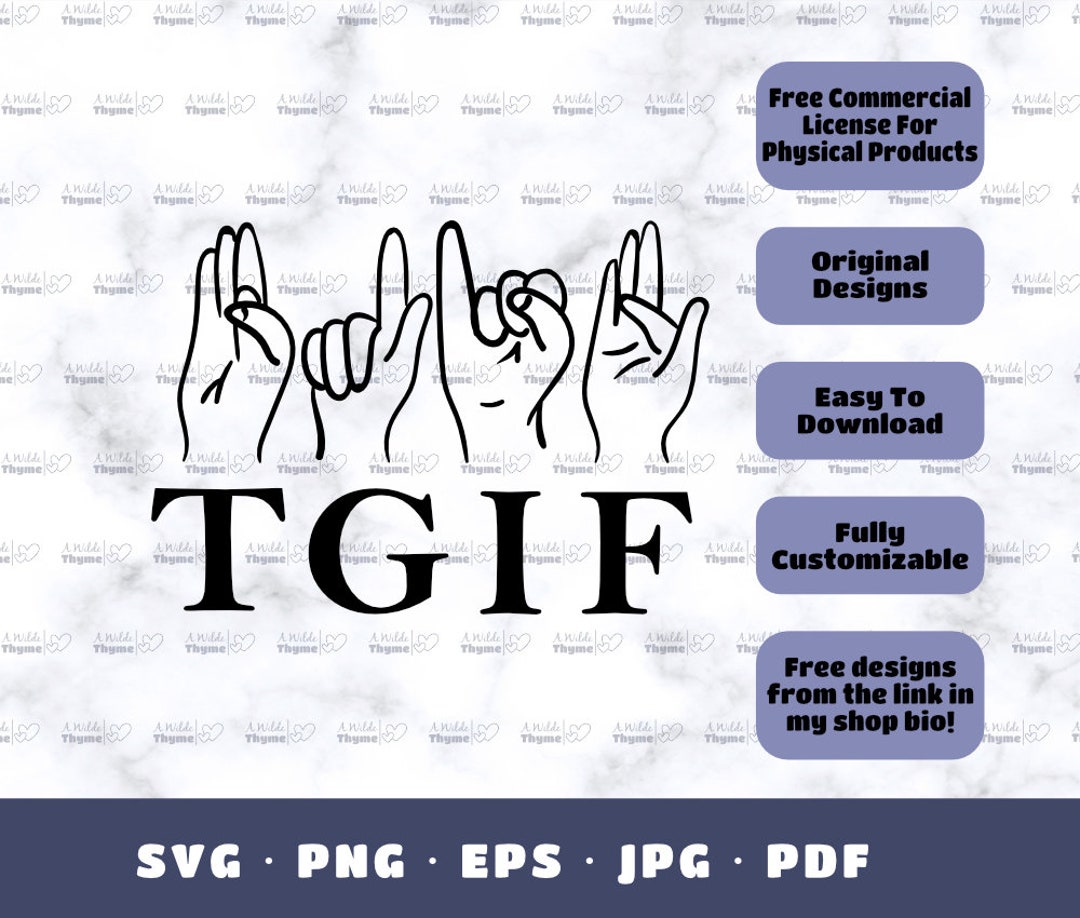 ASL TGIF Sign Language Sassy Svg Png Clipart Thank God Its Friday Svg ...