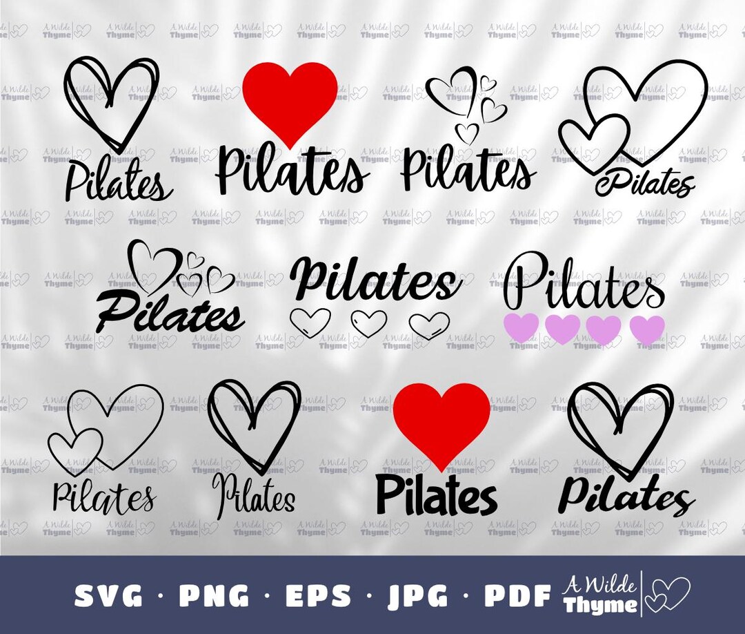 Pilates Love Heart SVG Bundle: Fitness Instructor Designs (digital ...