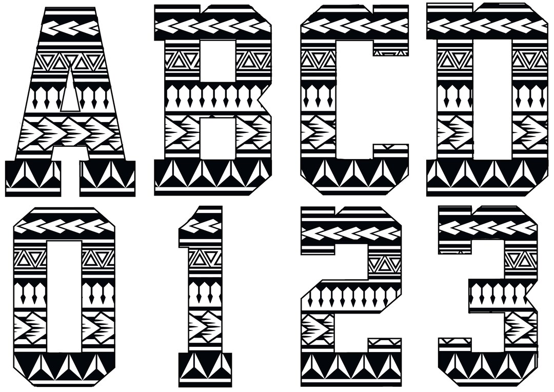 Instant Download, Polynesian Tribal Letters and Numbers Bundle ...