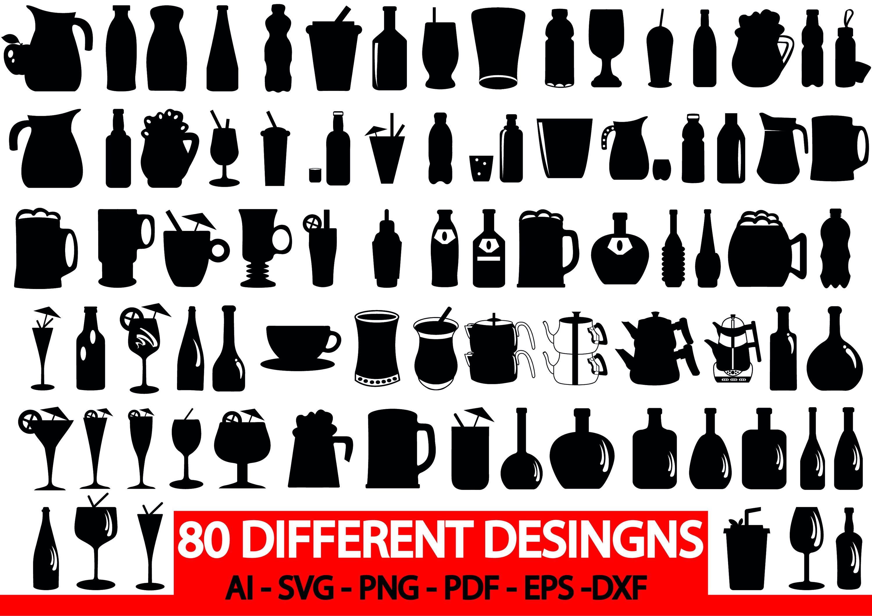 80 Orijinal Glass Svg Bundle,glass Cup Bundle,beer Bottle Bundle,kettle ...
