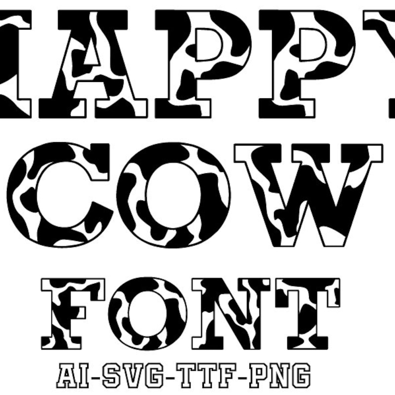 Cow Print Font - Etsy