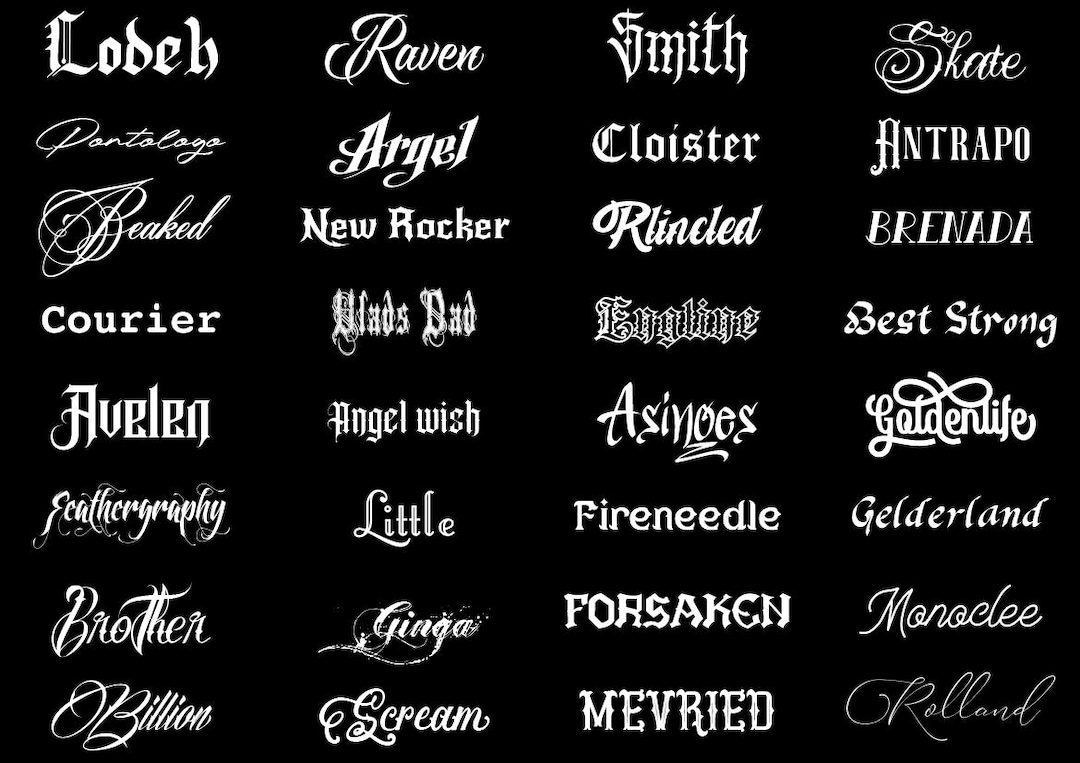 32 Premium Tattoo Font Bundle: Professional Fonts for Artists, Bubble ...