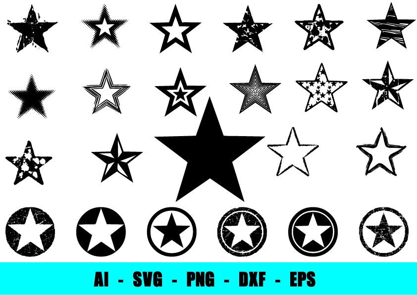 23 Different Star Designs Svg , Star Svg Bundle, Star Svg File, Star ...