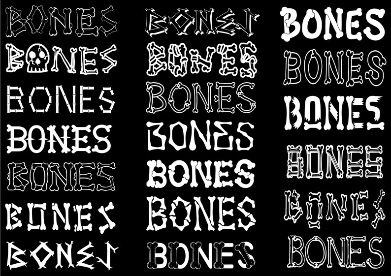 Instant Download ,20 Bones Fonts Bundle-20 Different Bones Alphabets ...