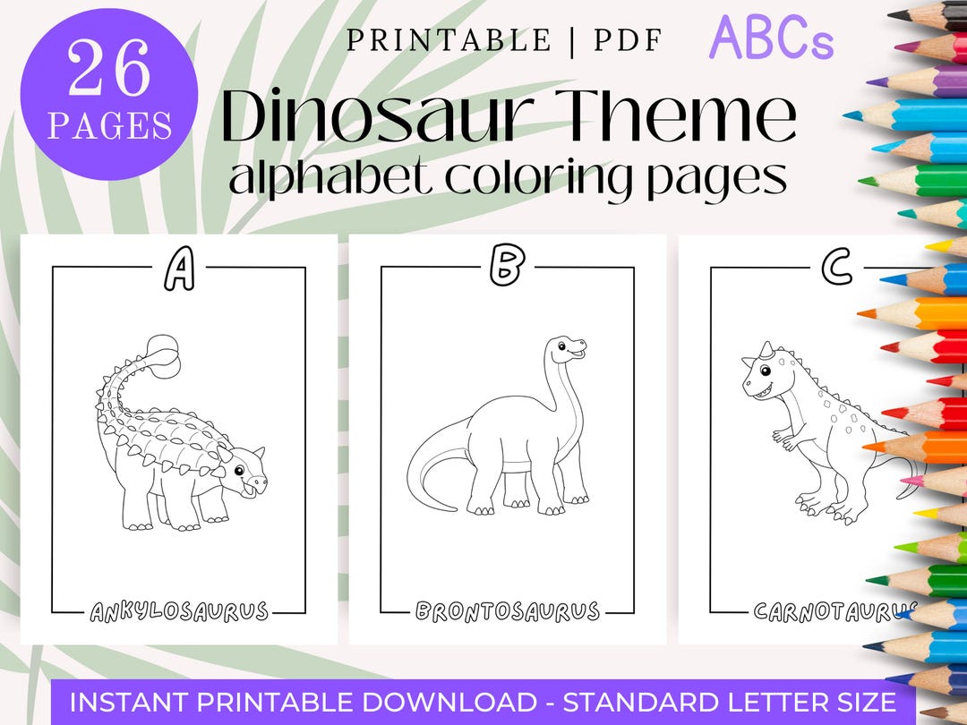 Dinosaur Alphabet Coloring Pages | ABC Learning for Preschoolers | A-Z ...