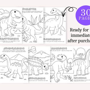 Dinosaur Coloring Pages: Fun Facts, Educational Kids Activity (PDF ...