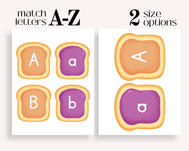 PB&J Alphabet Number Matching Game: Preschool Printable (digital ...