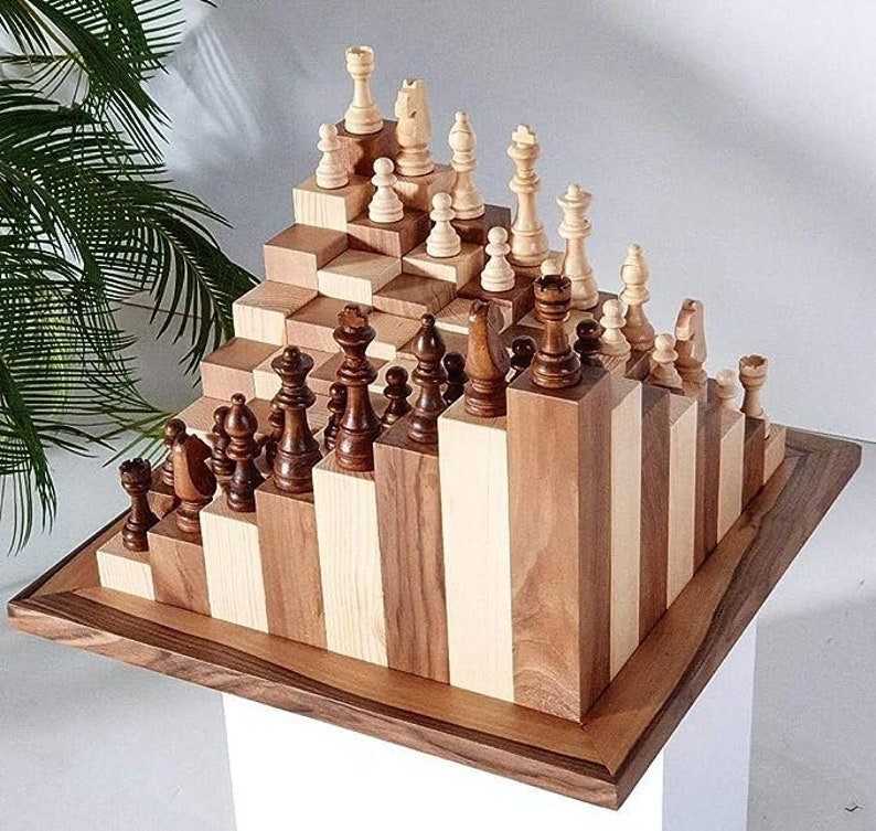 3D Chess Board Personalized Wooden Set Handcrafted Custom - Etsy