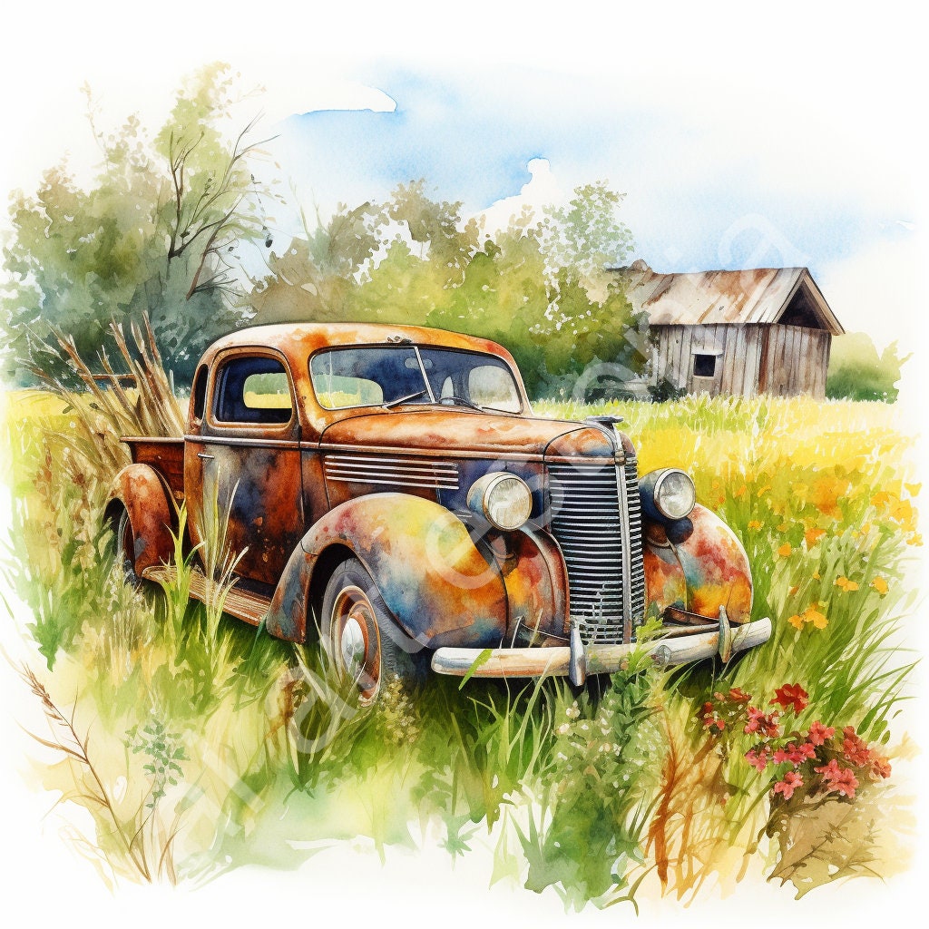 Rusty Old Car 10 High-quality Jpgs, Perfect for Digital Planners, Paper ...