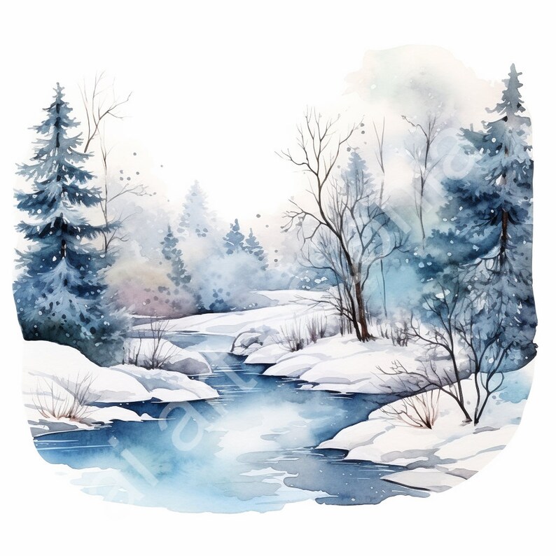Watercolor Winter Wonderland 10 High-quality Jpgs Clipart , Digital ...