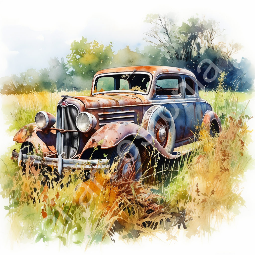 Rusty Old Car 10 High-quality Jpgs, Perfect for Digital Planners, Paper ...