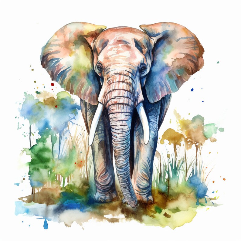 Watercolor Elephant Clipart 10 Jpgs, High Quality, Digital Planner ...