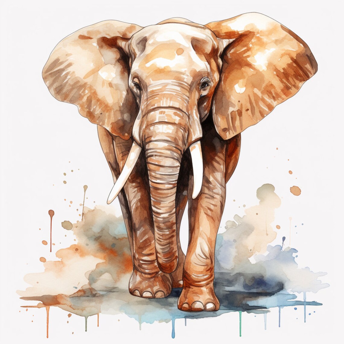 Watercolor Elephant Clipart 10 Jpgs, High Quality, Digital Planner ...