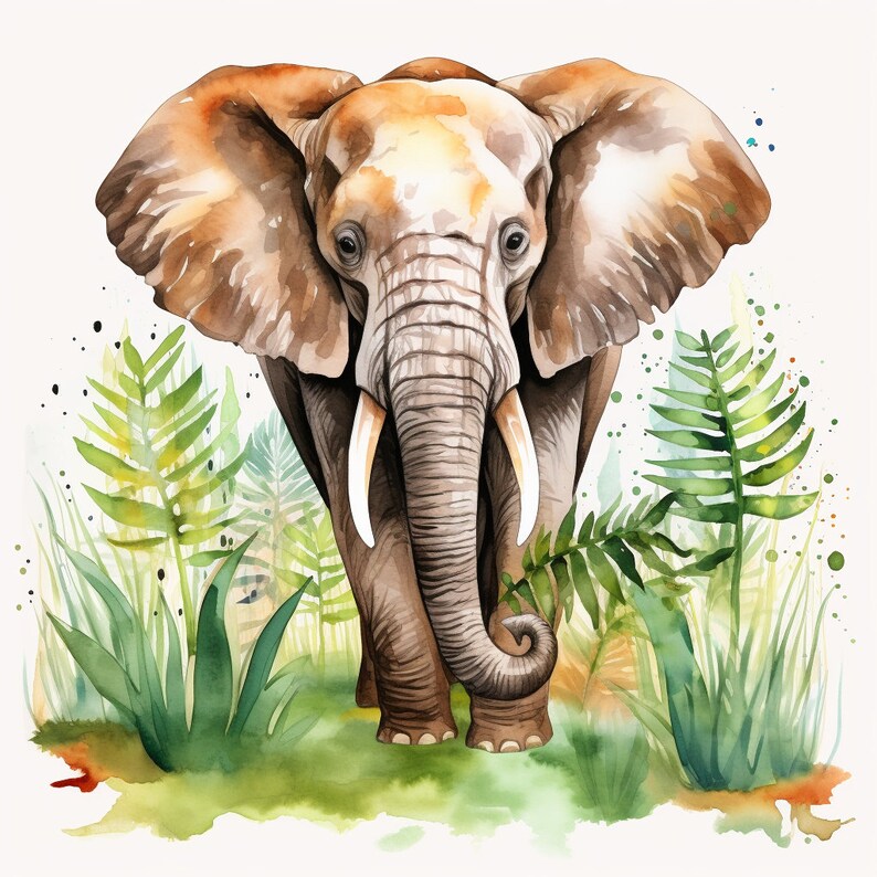 Watercolor Elephant Clipart 10 Jpgs, High Quality, Digital Planner ...