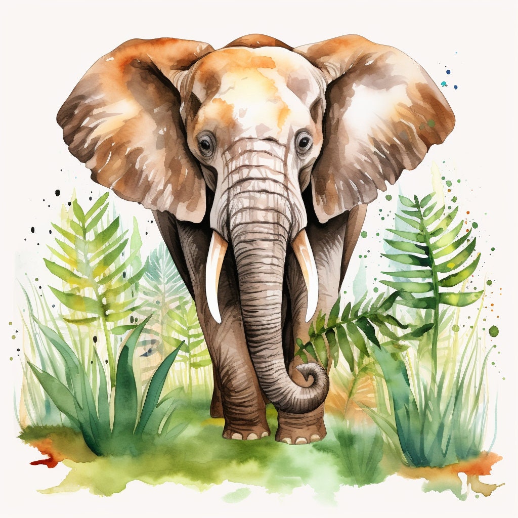 Watercolor Elephant Clipart 10 Jpgs, High Quality, Digital Planner ...