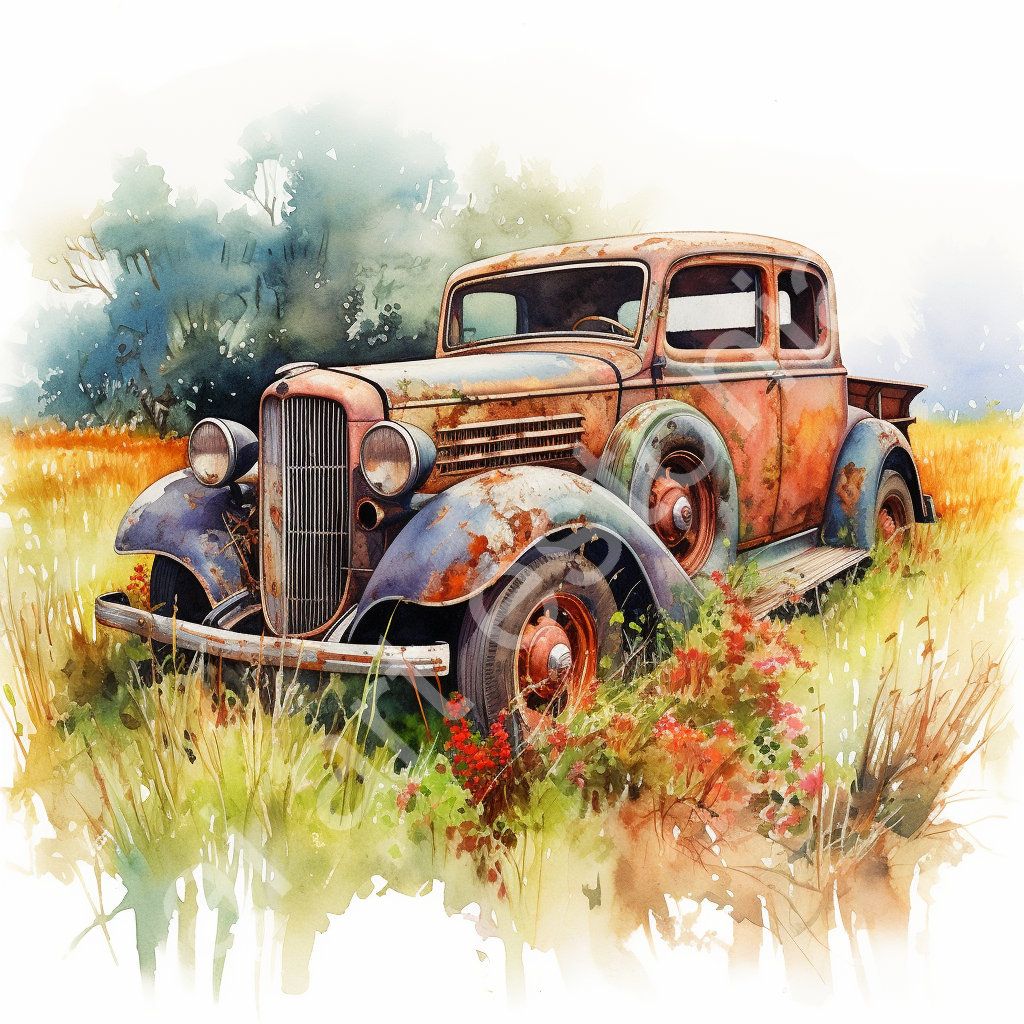Rusty Old Car 10 High-quality Jpgs, Perfect for Digital Planners, Paper ...
