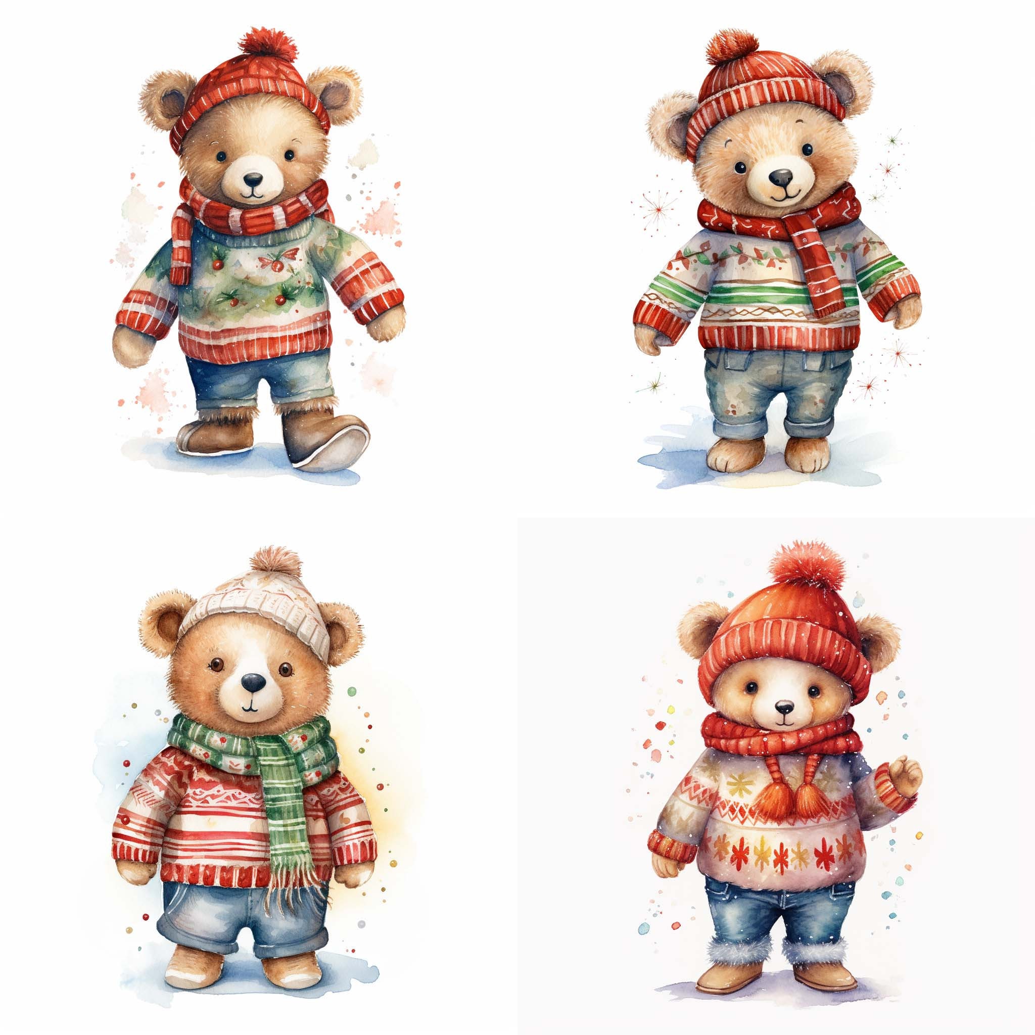 Christmas Teddy Bear Clipart 16 High Quality Jpgs, Merry Christmas ...