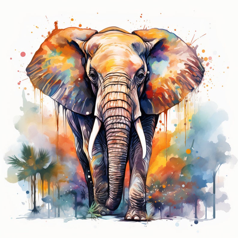 Watercolor Elephant Clipart 10 Jpgs, High Quality, Digital Planner ...