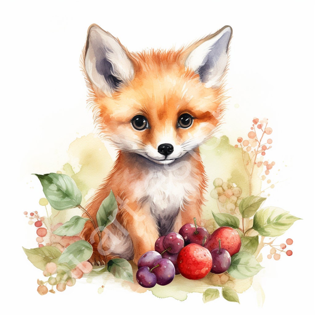 Beautiful Cute Baby Fox 10 Jpgs Clipart, High Quality, Digital Planner ...