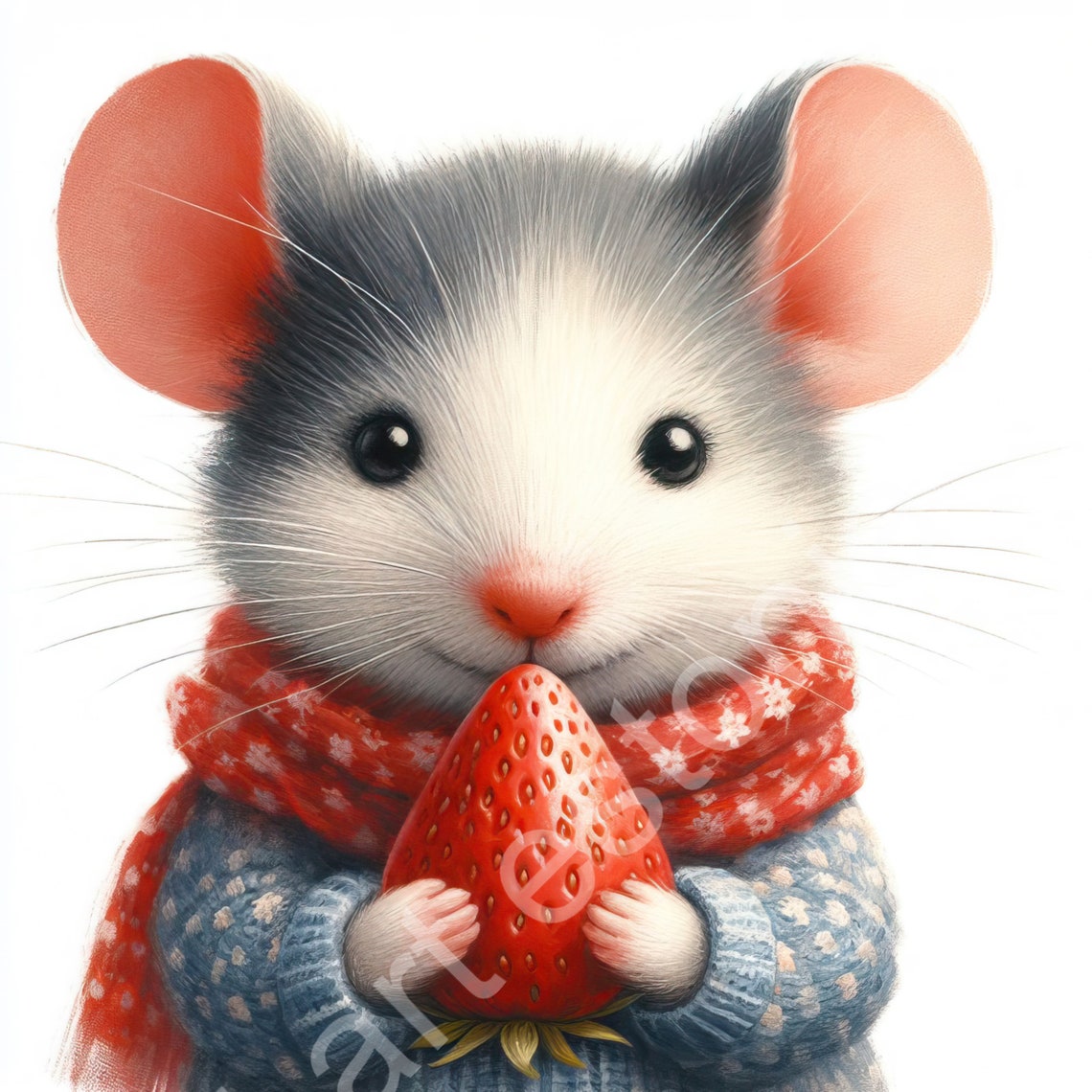 Cute Mouse and Strawberry 10 High-quality Jpgs Clipart , Digital ...