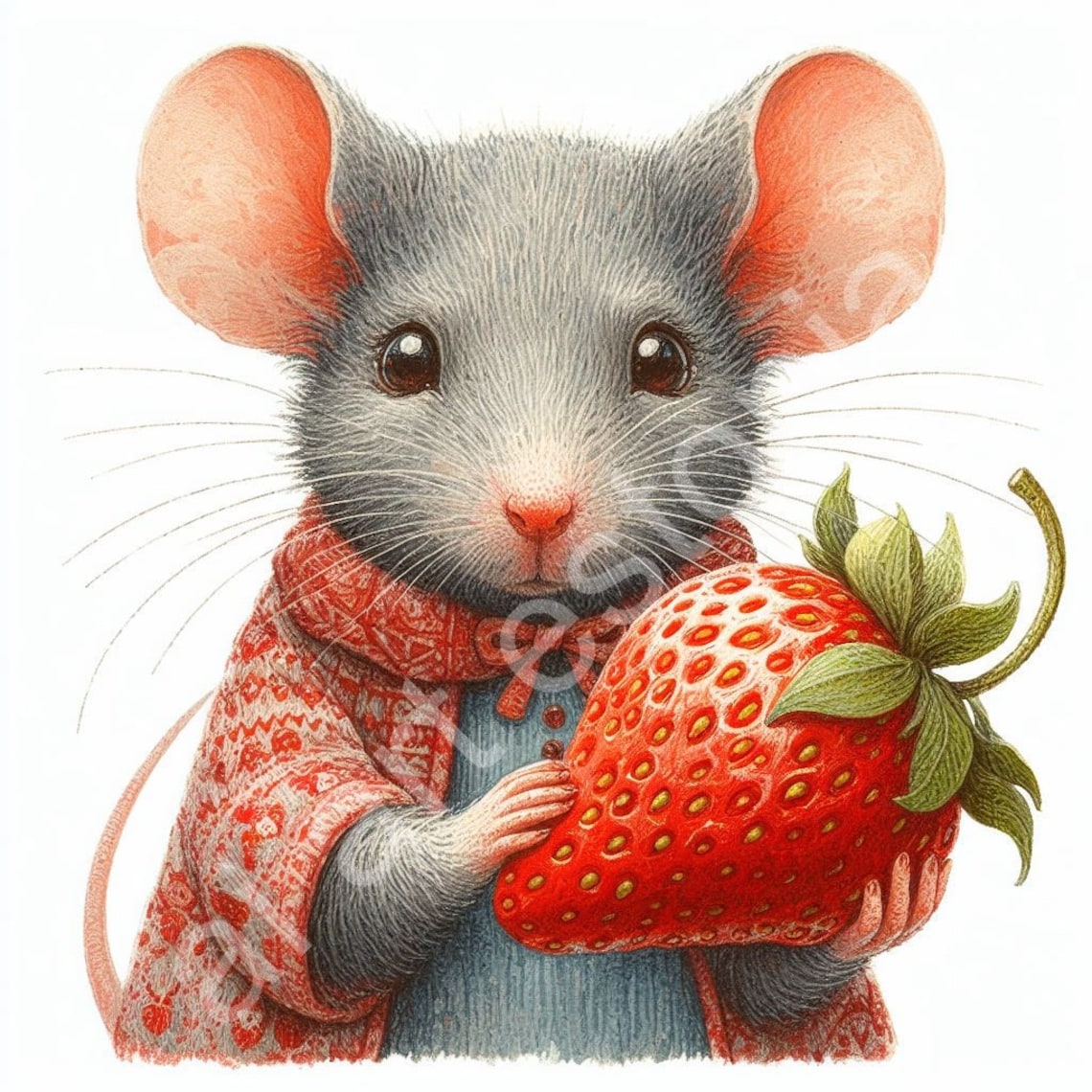 Cute Mouse and Strawberry 10 High-quality Jpgs Clipart , Digital ...