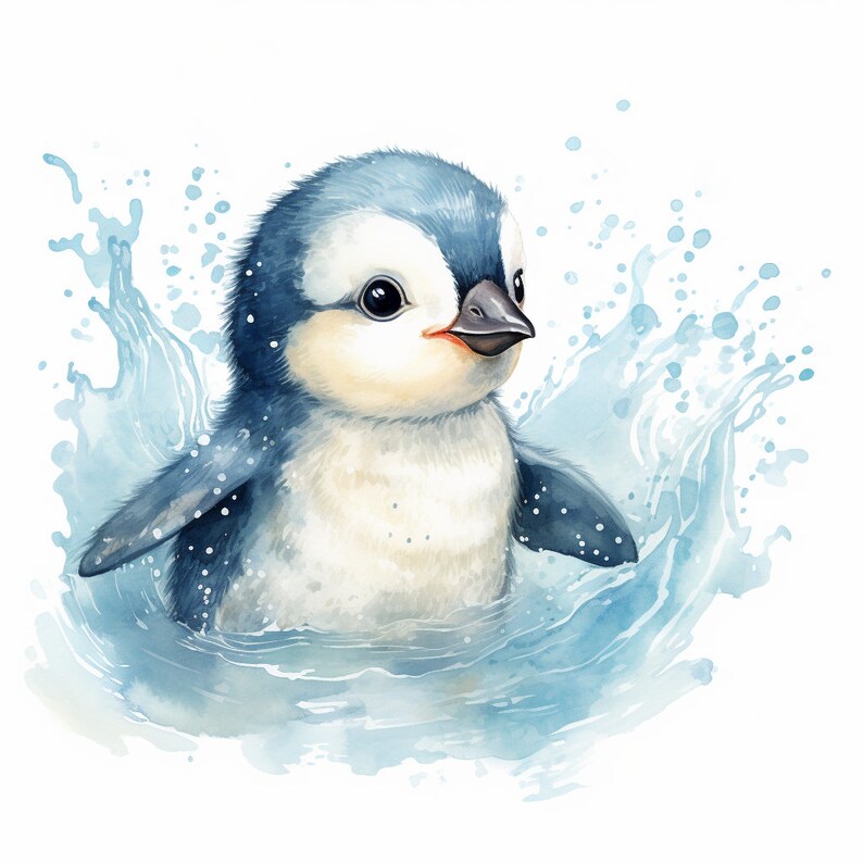 Cute Baby Penguin Clipart 10 Jpgs, High Quality, Digital Planner, Paper ...