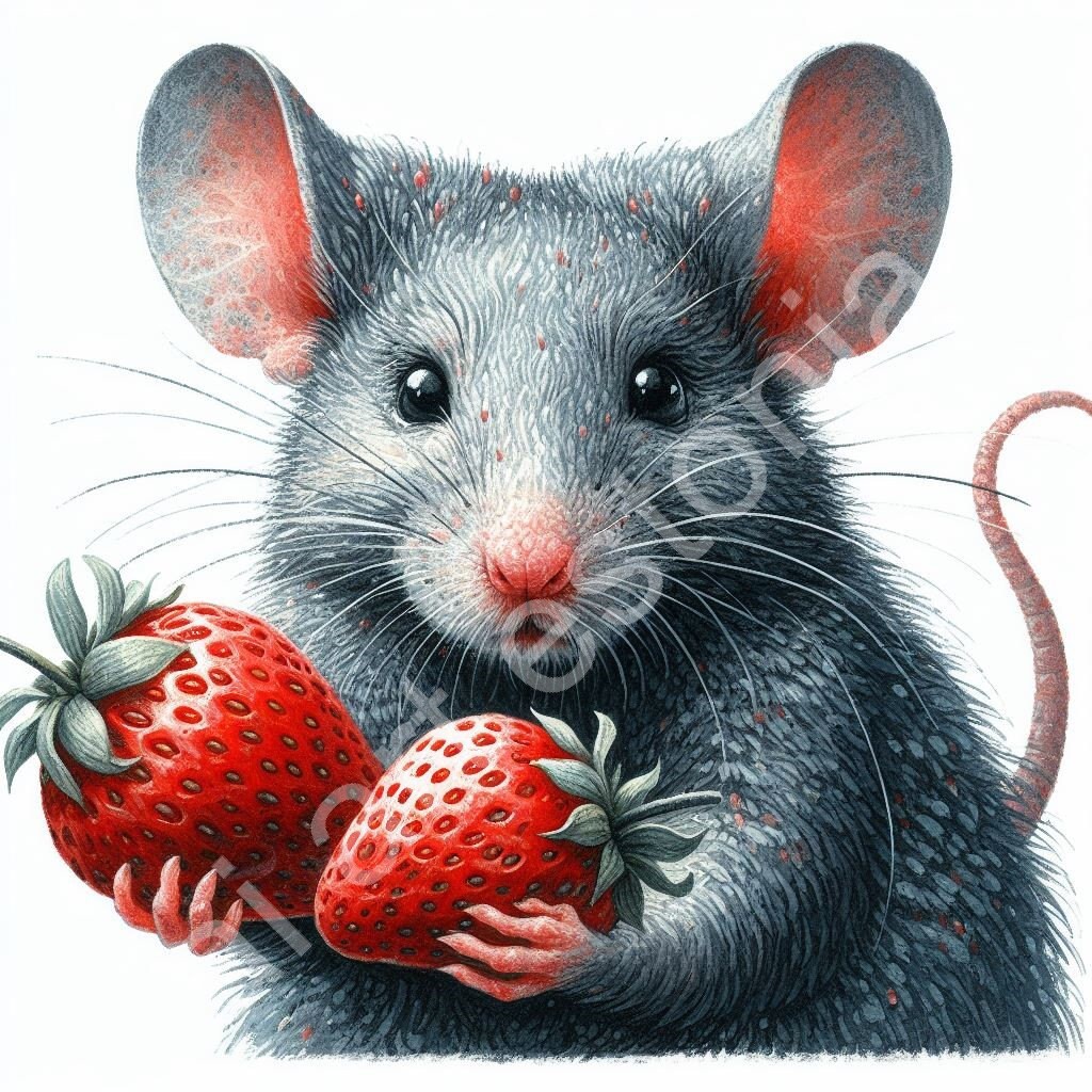 Cute Mouse and Strawberry 10 High-quality Jpgs Clipart , Digital ...