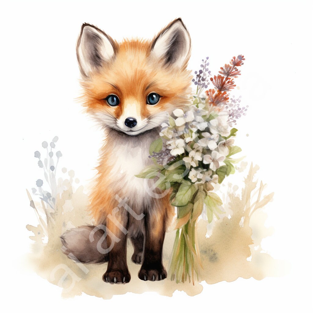Beautiful Cute Baby Fox 10 Jpgs Clipart, High Quality, Digital Planner ...