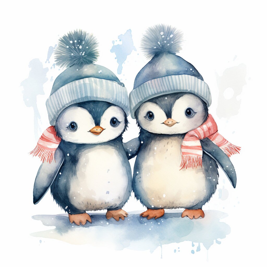 Cute Baby Penguin Clipart 10 Jpgs, High Quality, Digital Planner, Paper ...
