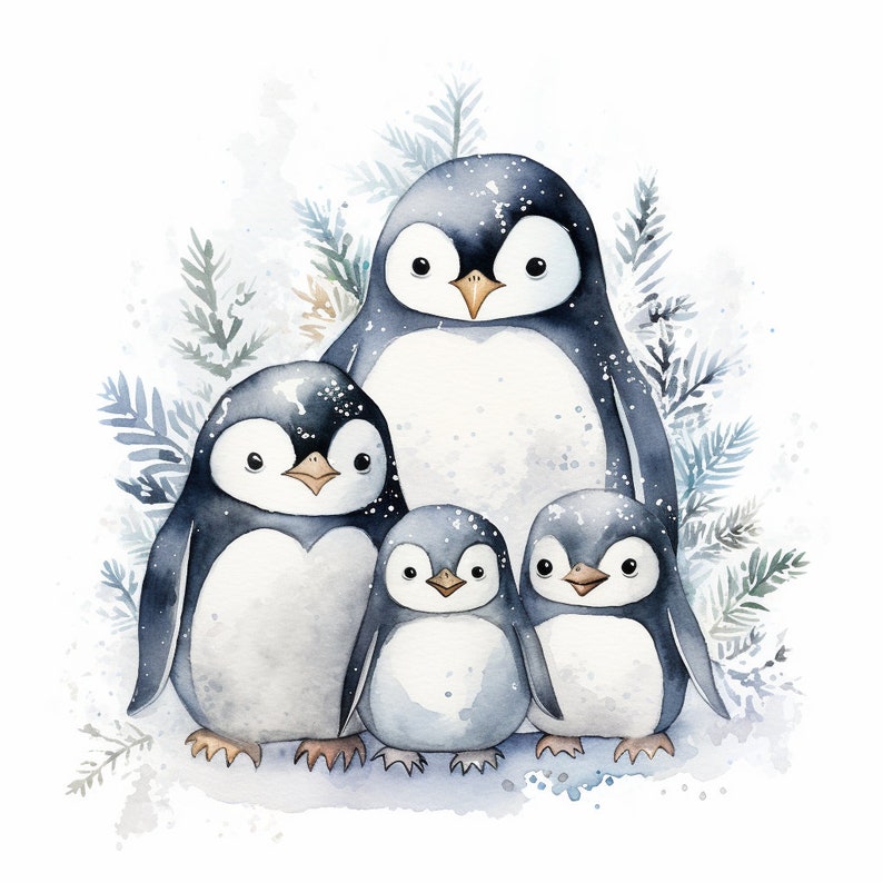 Cute Baby Penguin Clipart 10 Jpgs, High Quality, Digital Planner, Paper ...