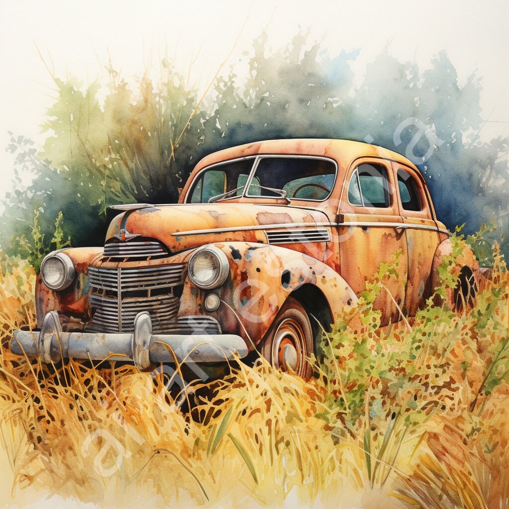 Rusty Old Car 10 High-quality Jpgs, Perfect for Digital Planners, Paper ...