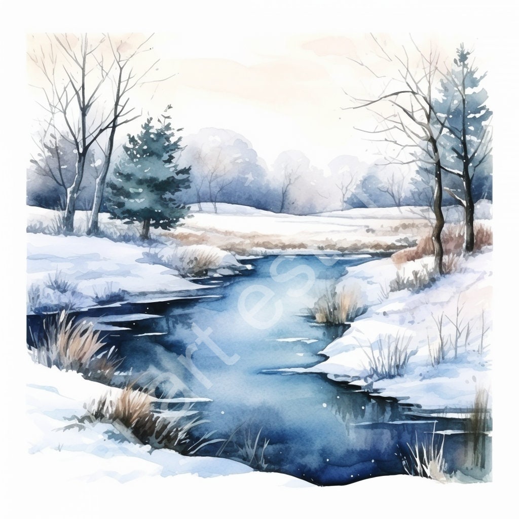 Watercolor Winter Wonderland 10 High-quality Jpgs Clipart , Digital ...