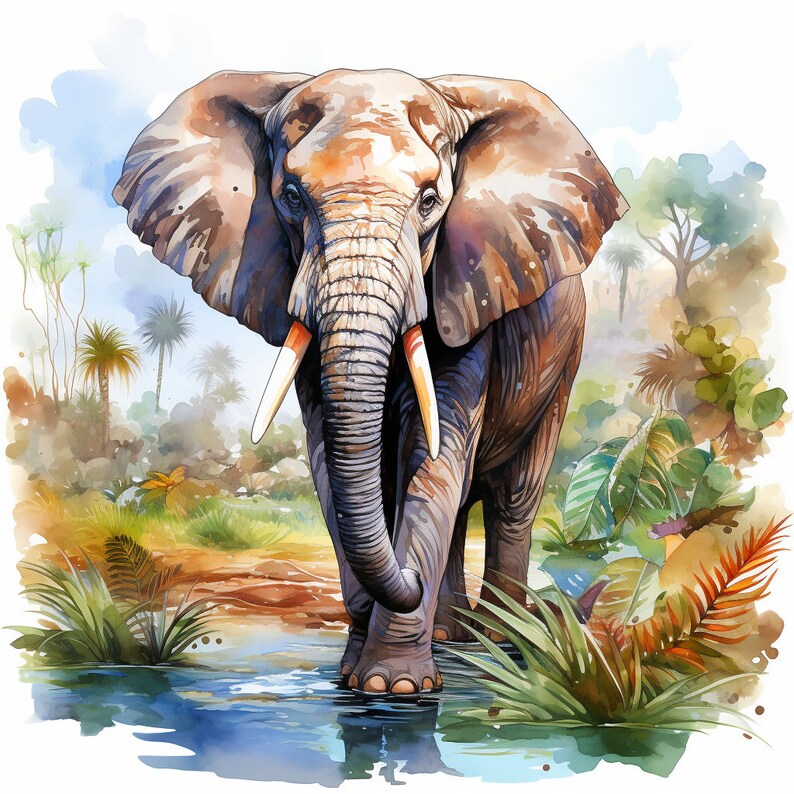 Watercolor Elephant Clipart 10 Jpgs, High Quality, Digital Planner ...