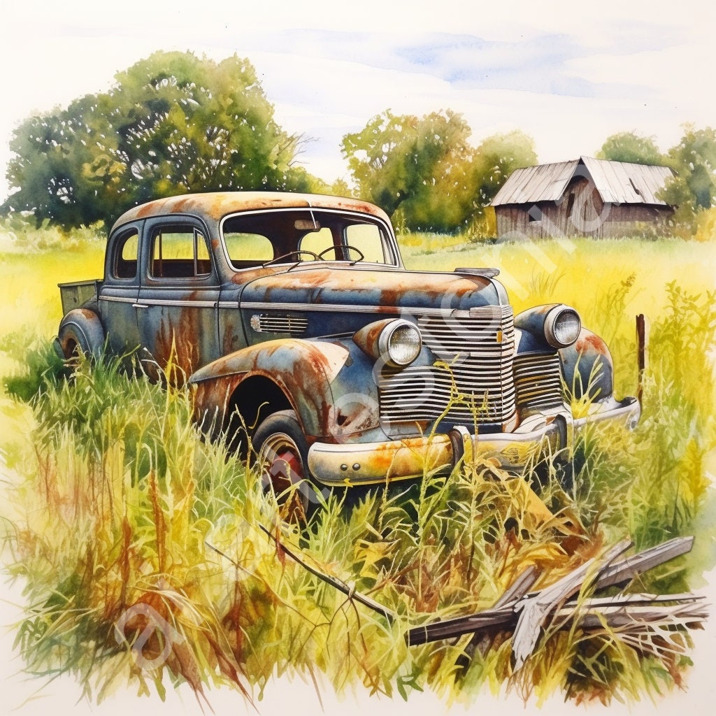 Rusty Old Car 10 High-quality Jpgs, Perfect for Digital Planners, Paper ...