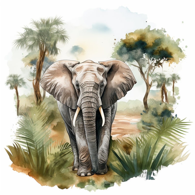 Watercolor Elephant Clipart 10 Jpgs, High Quality, Digital Planner ...