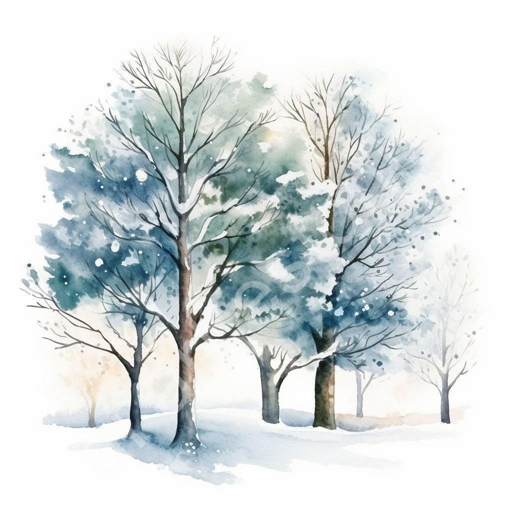 Watercolor Winter Wonderland 10 High-quality Jpgs Clipart , Digital ...