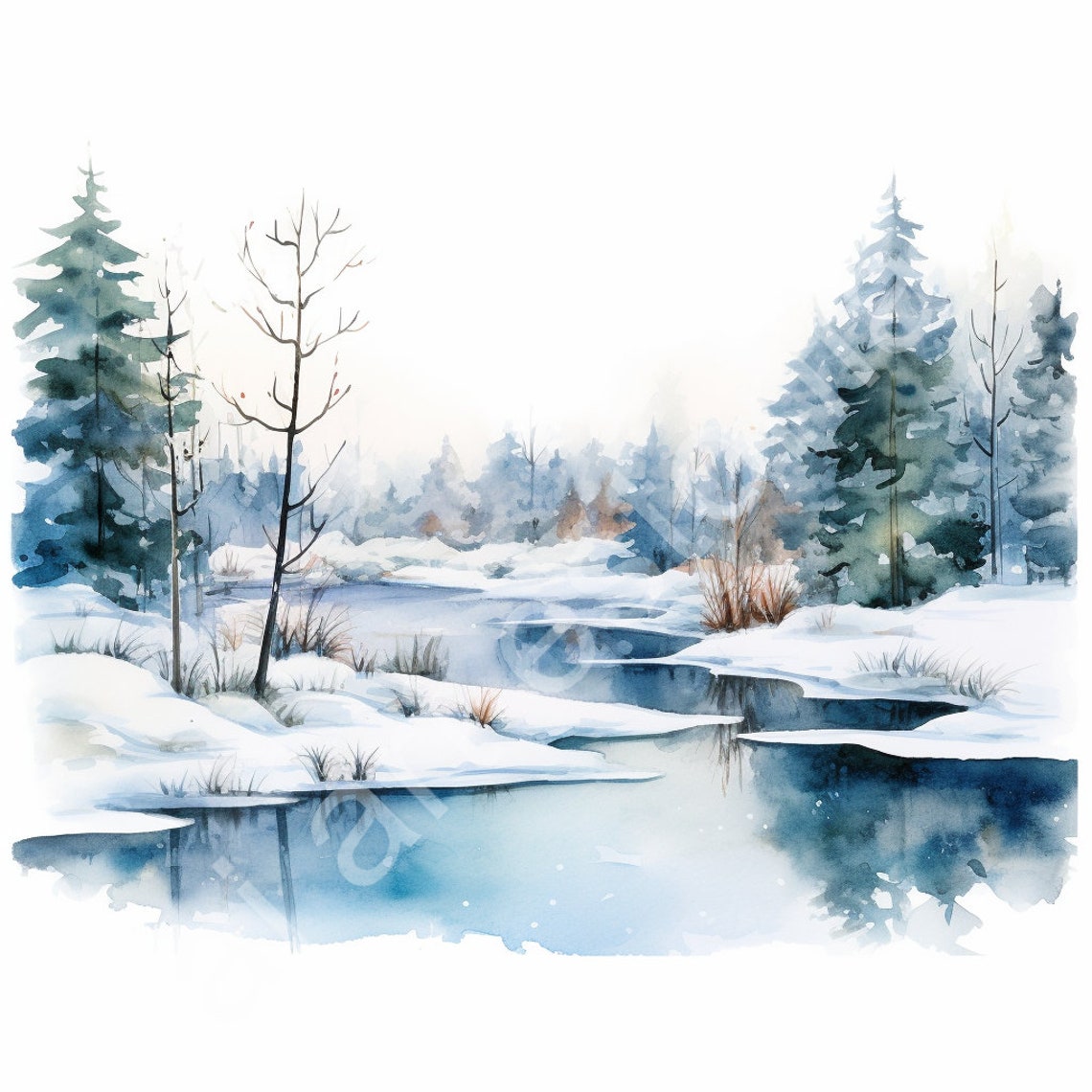 Watercolor Winter Wonderland 10 High-quality Jpgs Clipart , Digital ...