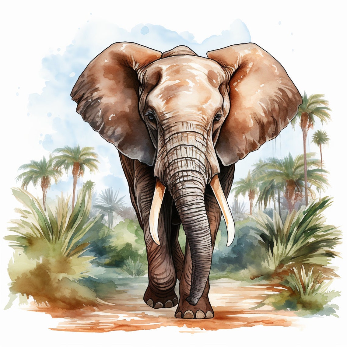 Watercolor Elephant Clipart 10 Jpgs, High Quality, Digital Planner ...