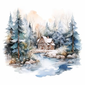 Watercolor Winter Wonderland 10 High-quality Jpgs Clipart , Digital ...