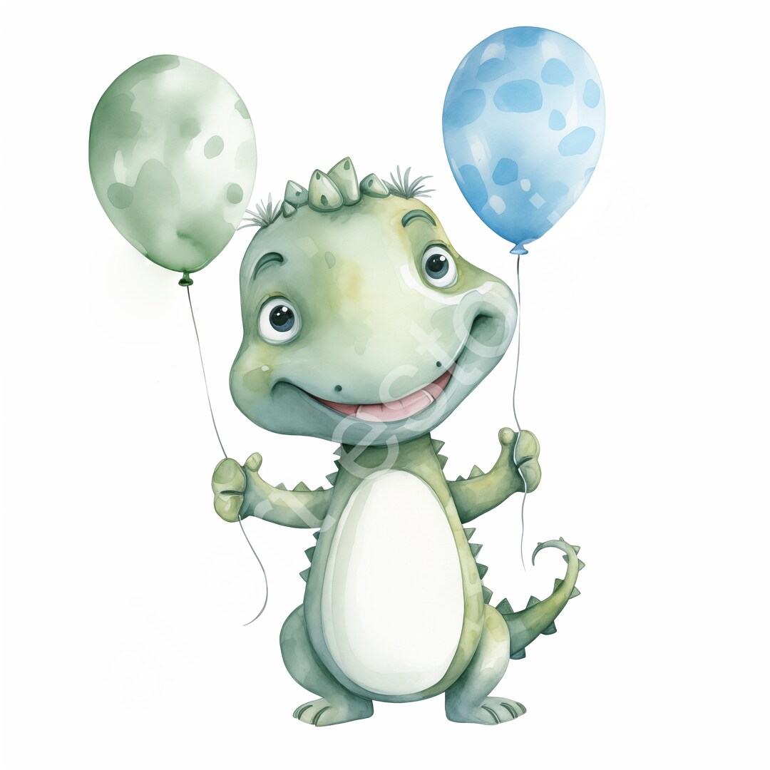 Watercolor Cute Animals With Balloon 10 High-quality Jpgs Clipart ...