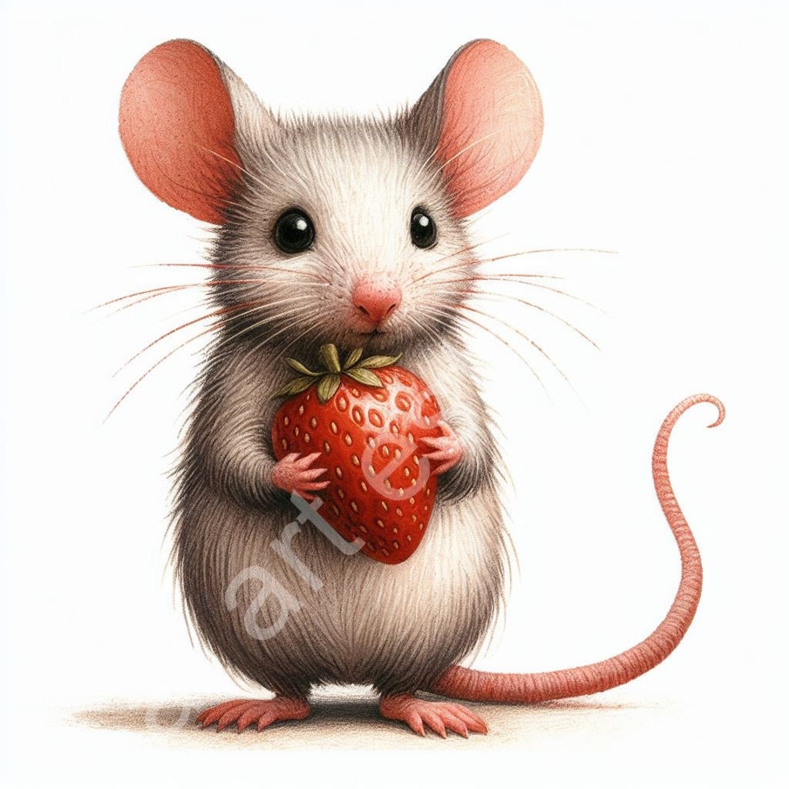 Cute Mouse and Strawberry 10 High-quality Jpgs Clipart , Digital ...