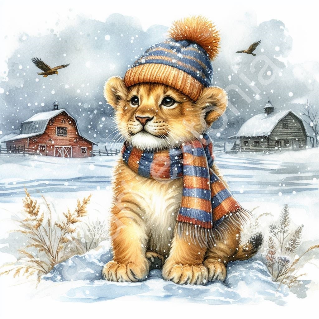 Winter Lion 10 High-quality Jpgs Clipart Digital Planners - Etsy