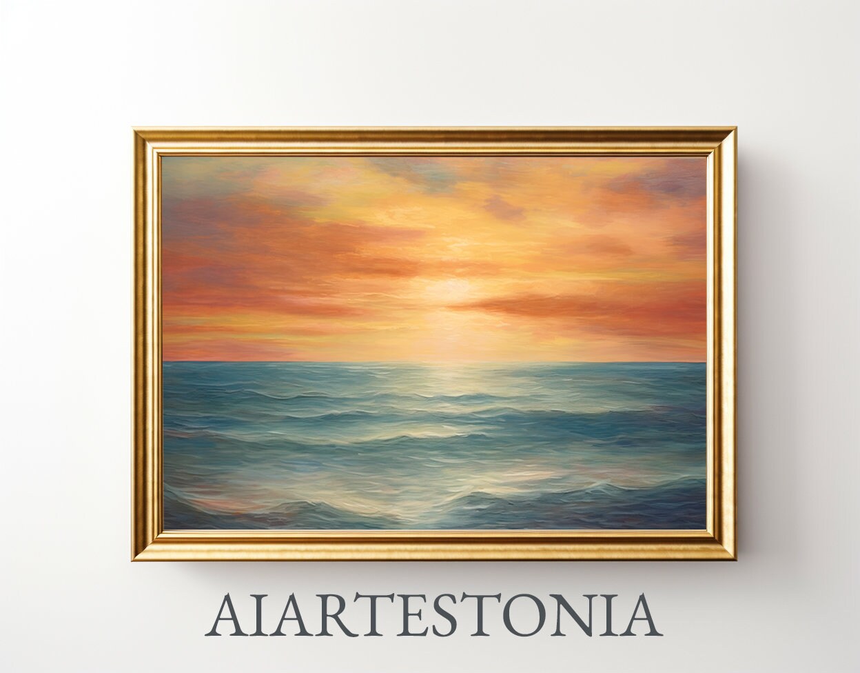 Ocean Sunset Art Prints, Ocean Artwork, Landscape Wall Art, Sunset ...