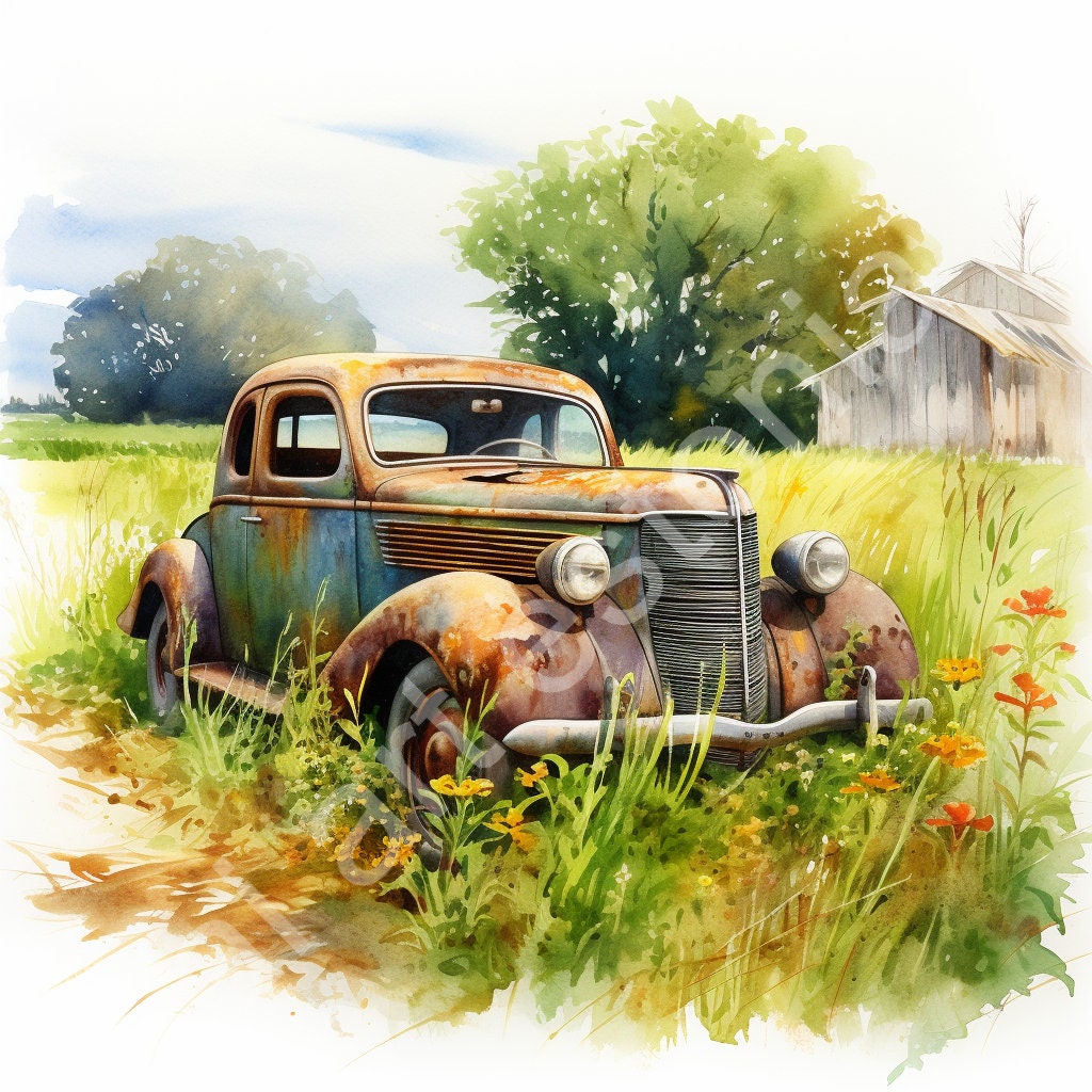 Rusty Old Car 10 High-quality Jpgs, Perfect for Digital Planners, Paper ...