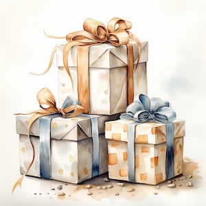 Wrapped Gifts Clipart 10 Jpgs, High Quality, Digital Planner, Paper ...