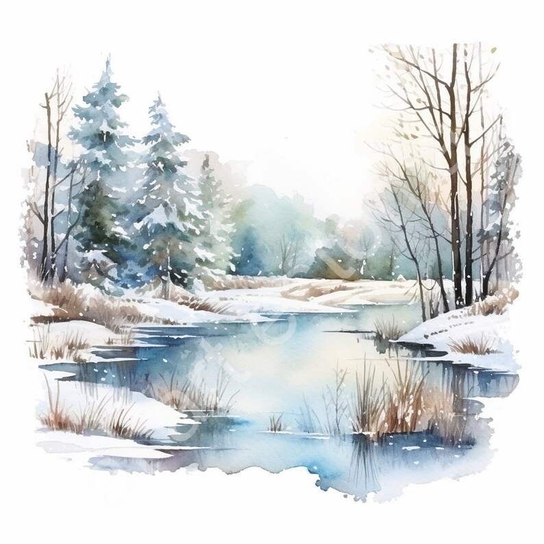 Watercolor Winter Wonderland 10 High-quality Jpgs Clipart , Digital ...