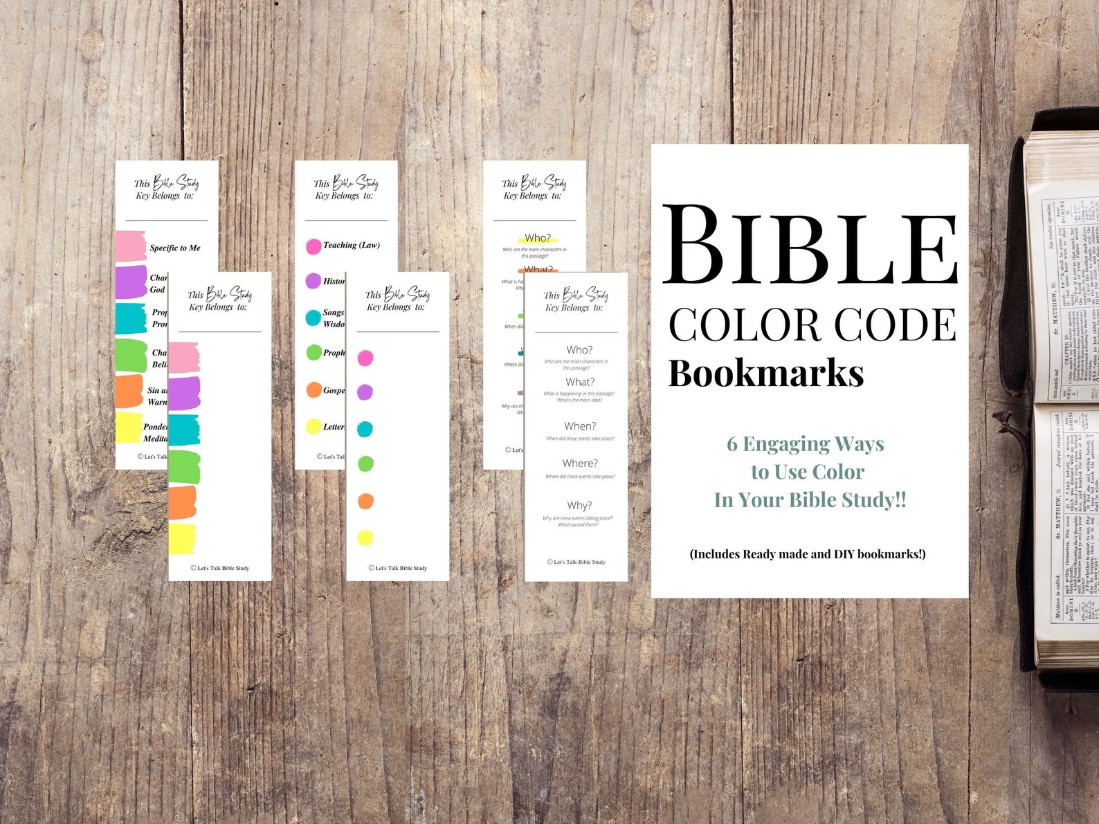 Bible Color Code Bookmark | Bible Bookmarks | Bible Highlighting Guide ...
