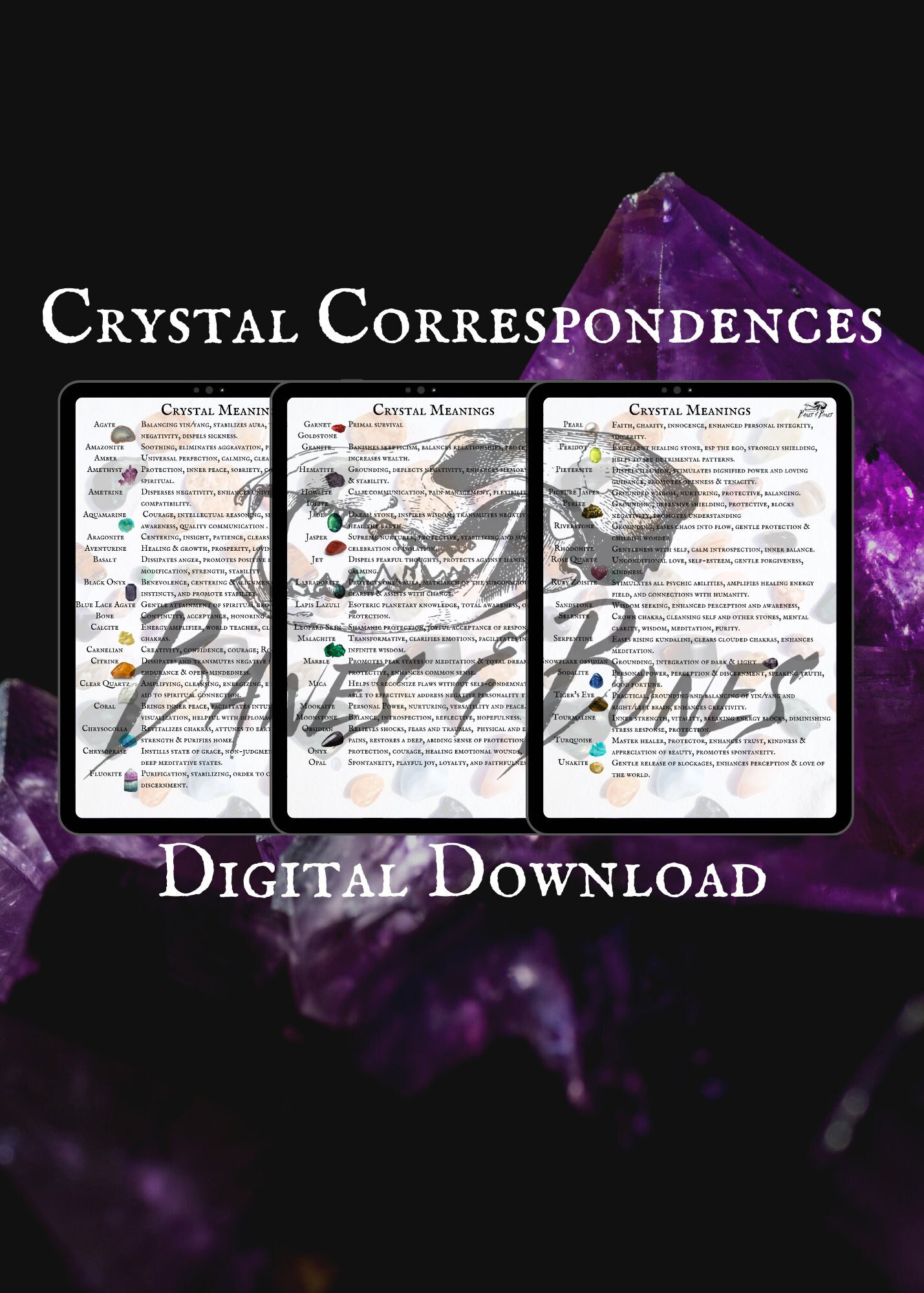 Crystal Meanings, Crystal Correspondences, Digital Download - Etsy